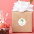 Coastal Christmas Palm Tree Moving Announcement Classic Round Sticker ...