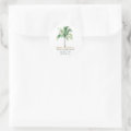 Coastal Christmas Palm Tree Moving Announcement Classic Round Sticker ...