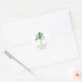 Coastal Christmas Palm Tree Moving Announcement Classic Round Sticker ...