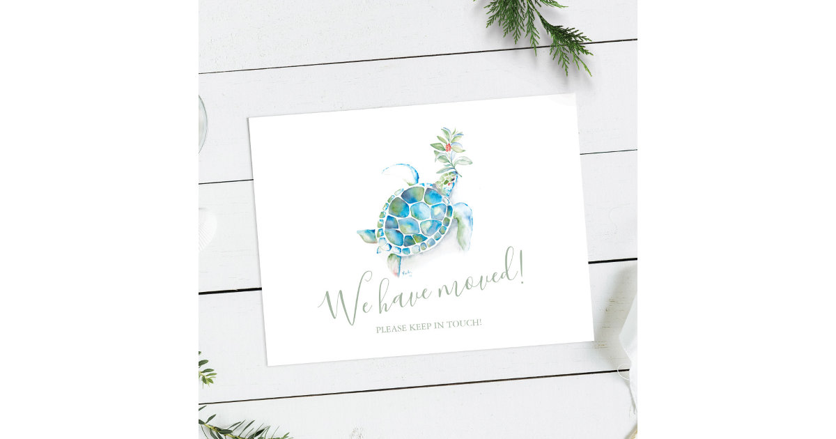 Coastal Christmas Sea Turtle Moving Announcement Postcard | Zazzle