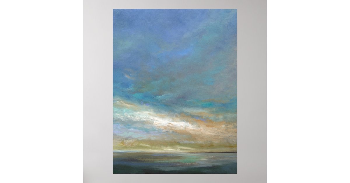 Coastal Clouds with Ocean Poster | Zazzle