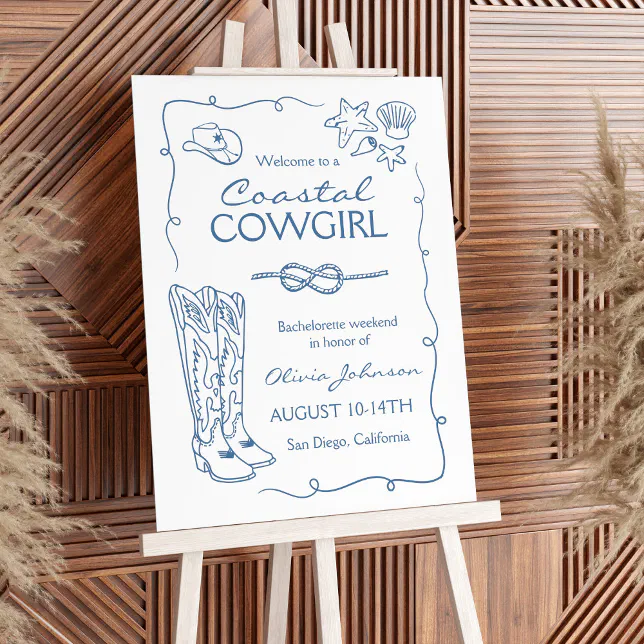 Coastal Cowgirl Bachelorette Party Weekend Sign | Zazzle