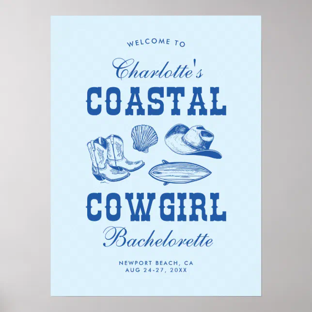 Coastal Cowgirl Bachelorette Weekend Poster | Zazzle