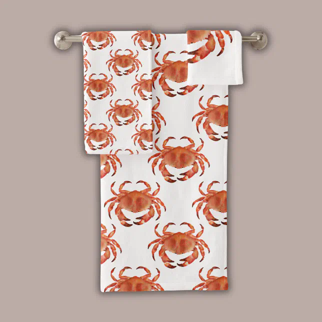 Coastal Crab pattern Bath Towel Set | Zazzle