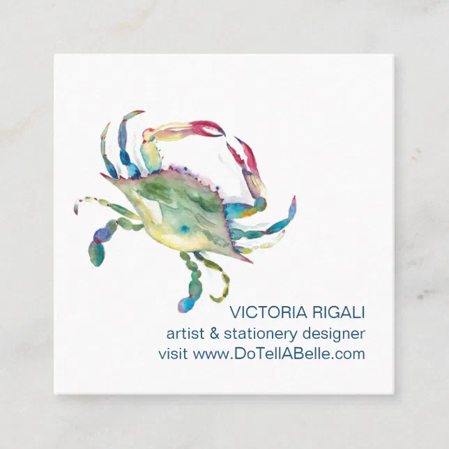 Coastal Crab Watercolor Beach Business Card | Zazzle