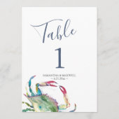Coastal Crab Wedding Table Number | Zazzle