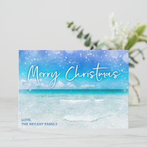 COASTAL HOLIDAY CARD Tropical Beach Christmas Sea | Zazzle