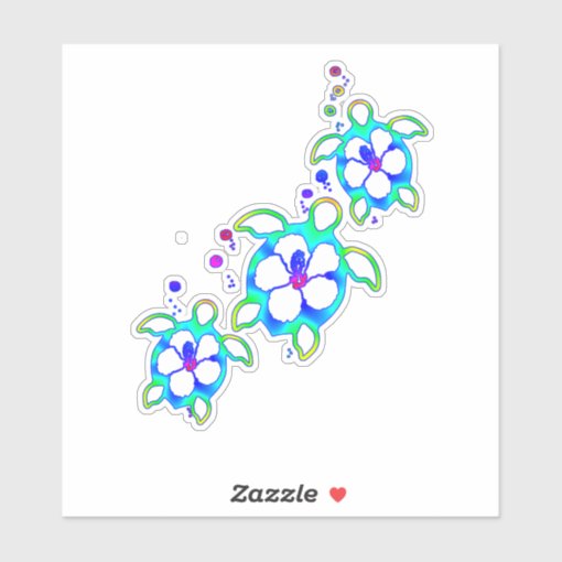 Coastal Honu Hawaiian Turtles Sticker | Zazzle