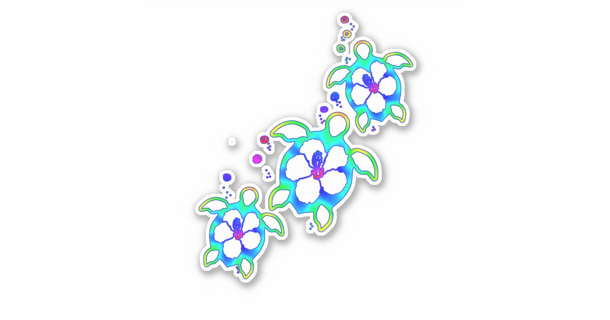 Coastal Honu Hawaiian Turtles Sticker | Zazzle