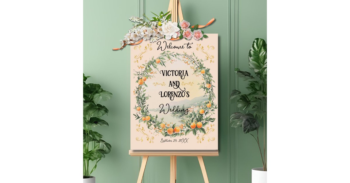 Coastal Italian wedding Welcome Poster Sign | Zazzle