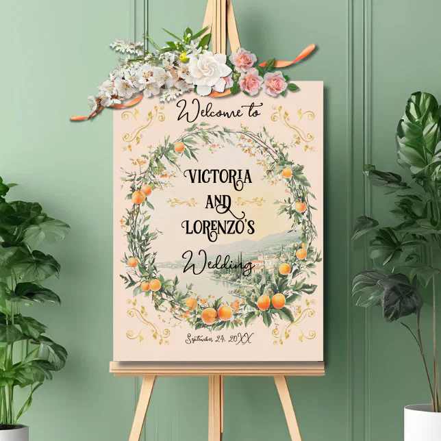 Coastal Italian wedding Welcome Poster Sign | Zazzle
