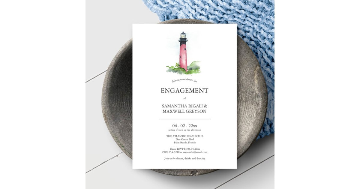 Coastal Lighthouse Engagement Party Invitations | Zazzle