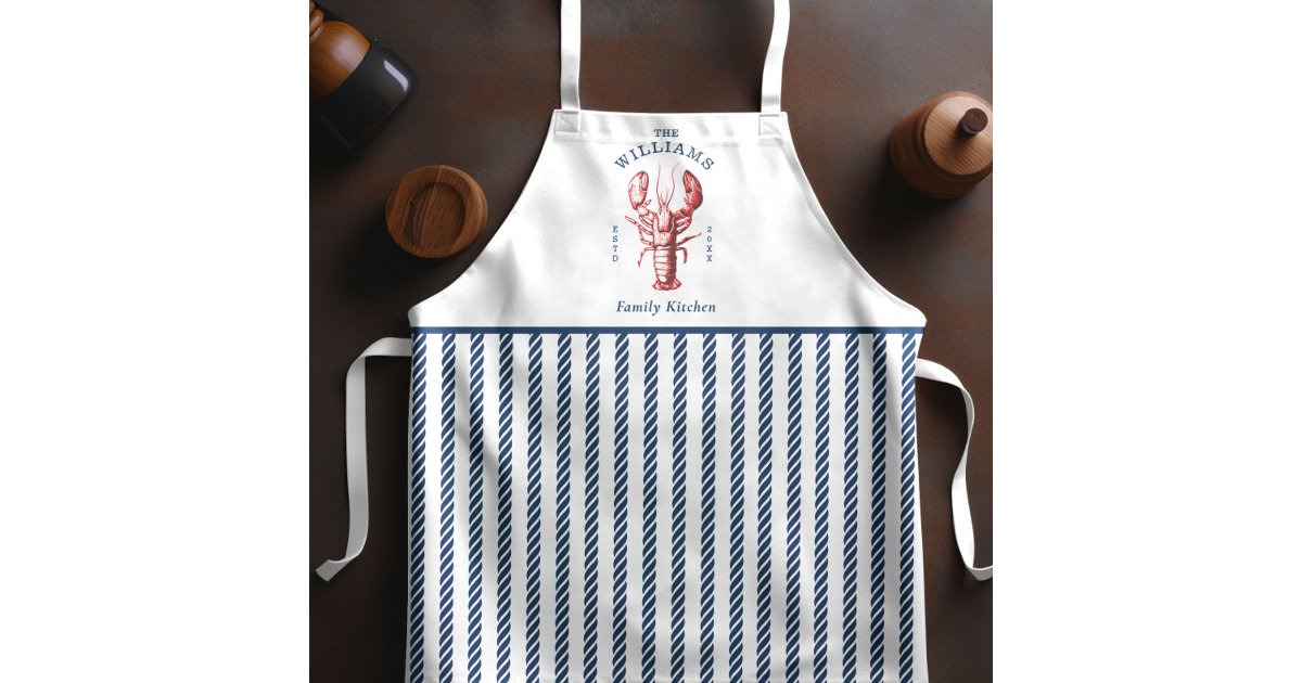 Coastal Lobster Navy Nautical Apron | Zazzle