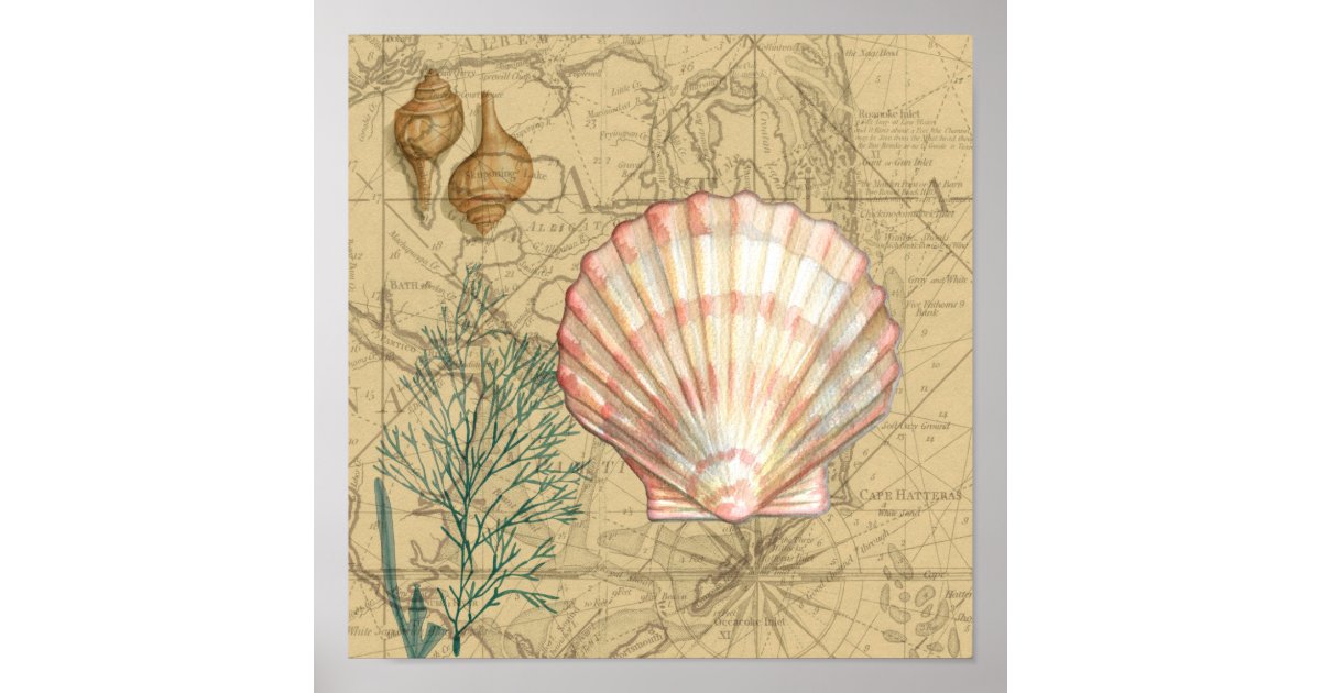 Coastal Map Collage Poster | Zazzle