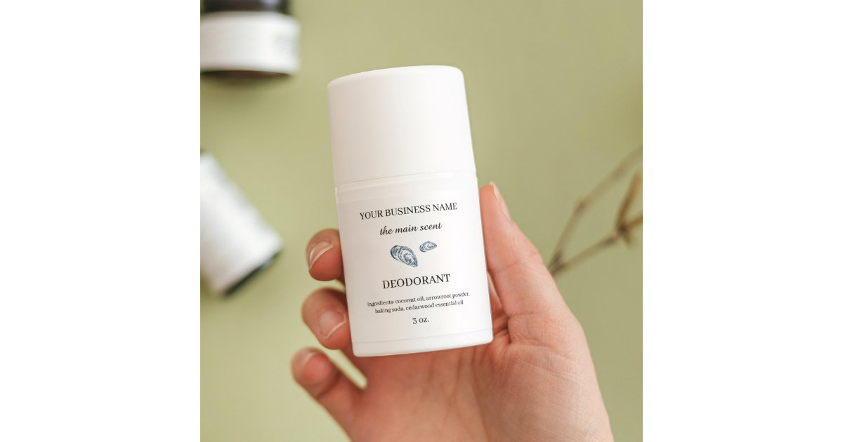 Coastal minimalist deodorant cosmetics packaging rectangular sticker ...