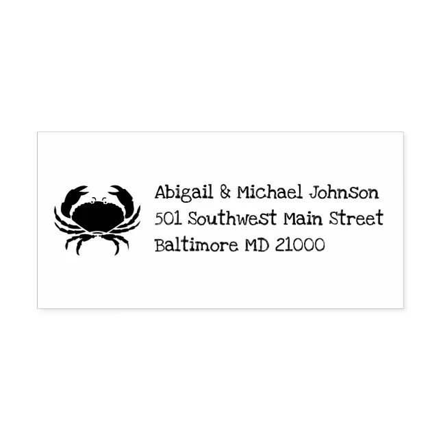 Coastal Nautical Crab + Name Address Stamp | Zazzle