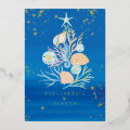 Coastal Ocean Beach Seashell Christmas Tree Foil Holiday Card | Zazzle