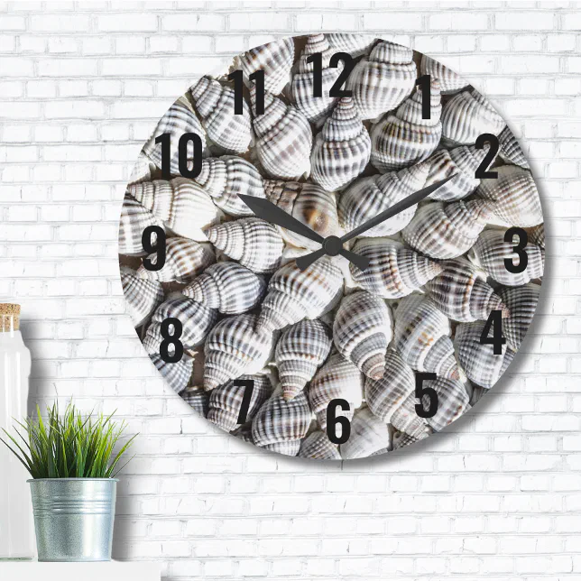 Coastal Ocean Sea Shell Pattern Large Clock | Zazzle