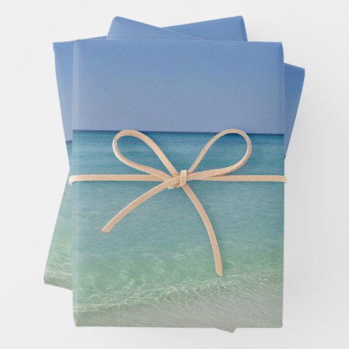 Coastal Photo Pretty Blue Ocean Scenic Seaside Wrapping Paper Sheets ...