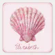 Coastal Pink Seashell Personalized Square Sticker | Zazzle