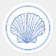 Coastal Preppy Blue and White Scallop Shell Classic Round Sticker | Zazzle