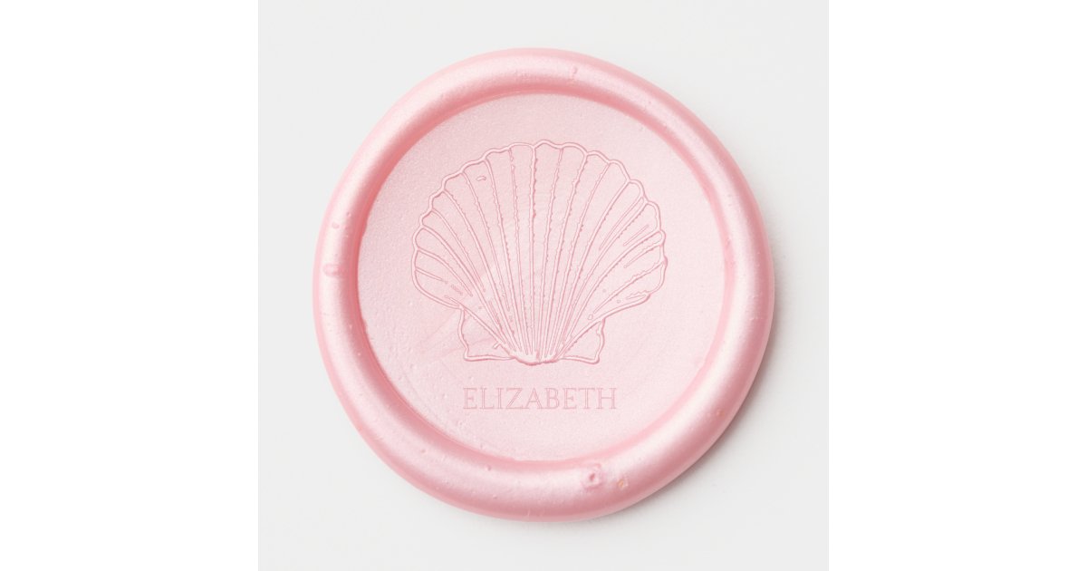 Coastal Preppy Scallop Shell Personalized Wax Seal Sticker | Zazzle