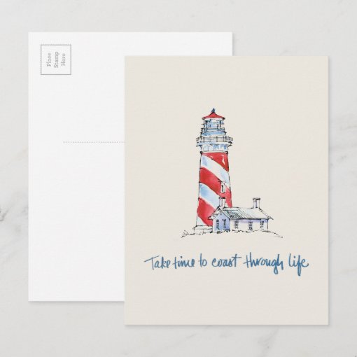 Coastal Quote | Take Time To Coast Through Life Postcard | Zazzle