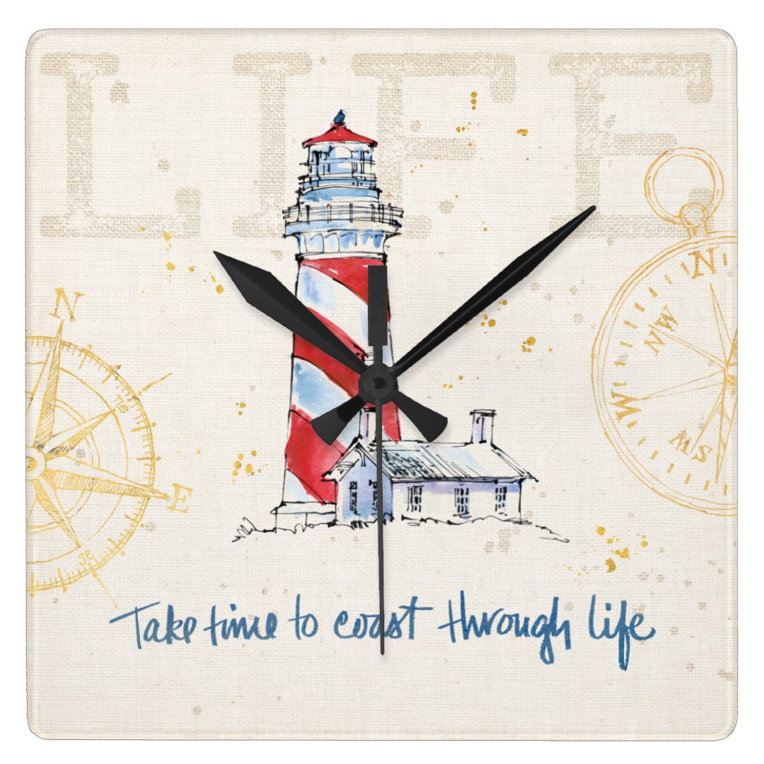 Coastal Quote | Take Time To Coast Through Life Square Wall Clock | Zazzle