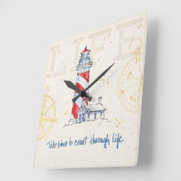 Coastal Quote | Take Time To Coast Through Life Square Wall Clock | Zazzle