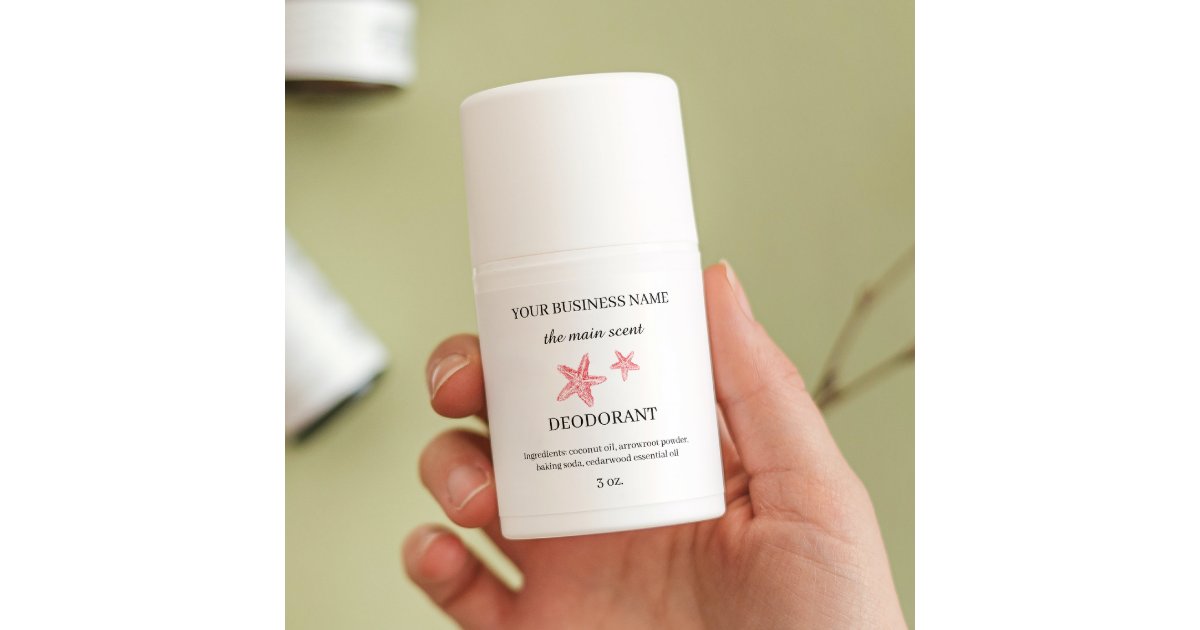 Coastal red starfish deodorant sticker label | Zazzle