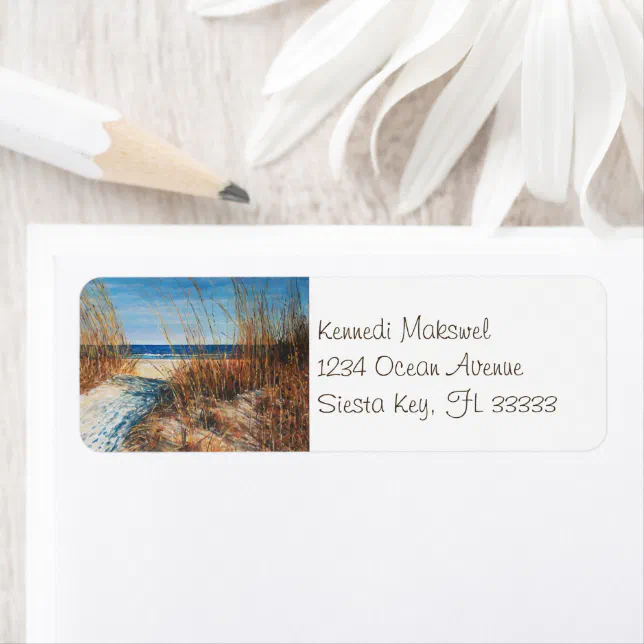 Coastal Sand Dunes Beach Art Label | Zazzle