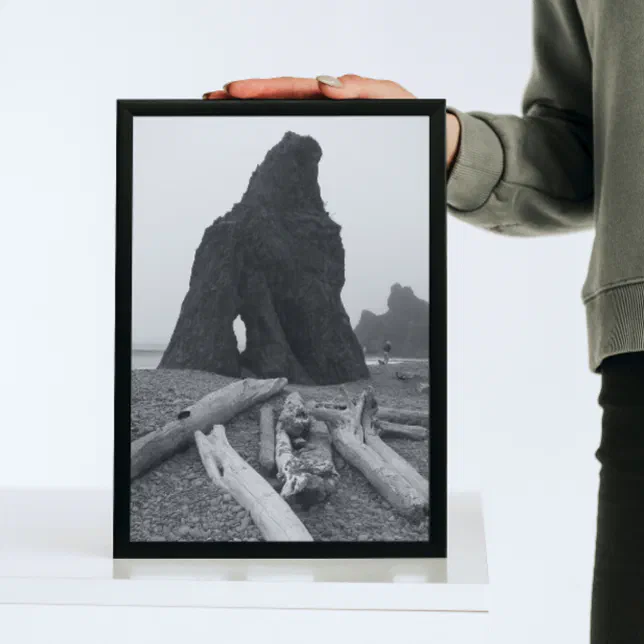 Coastal Sea Stacks Black and White Photo Print | Zazzle