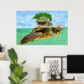 Coastal -Sea Turtle Island Poster | Zazzle