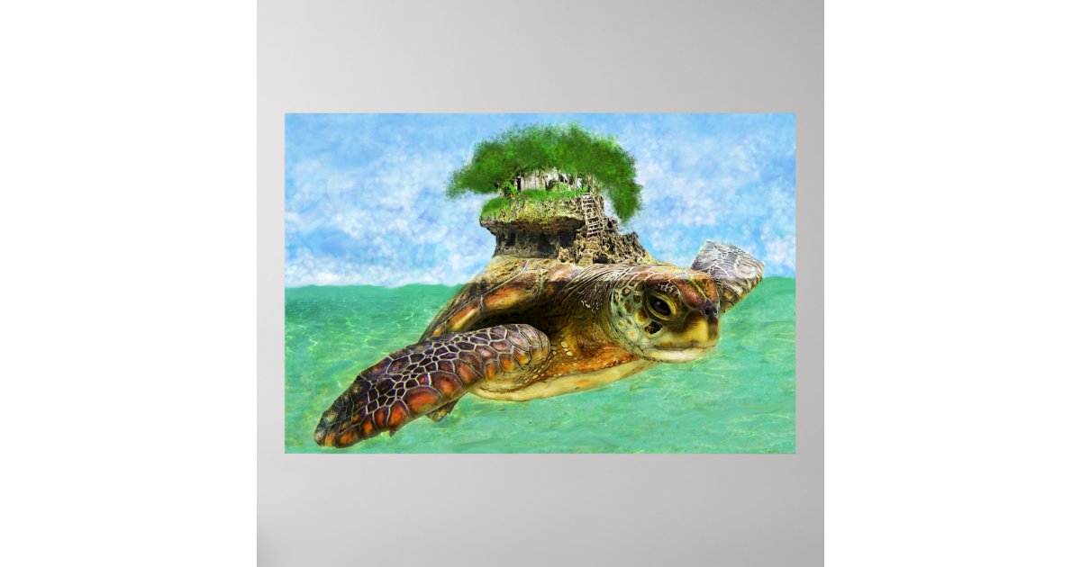 Coastal -Sea Turtle Island Poster | Zazzle