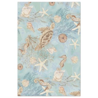 Coastal Sea Turtle Starfish Seahorse Decoupage Tissue Paper | Zazzle