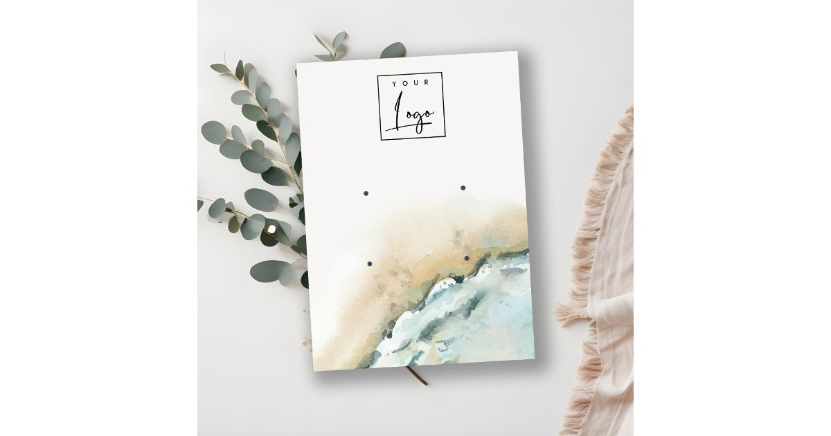 Coastal Sea Waves Sand Beach 2 Earring Display Business Card | Zazzle