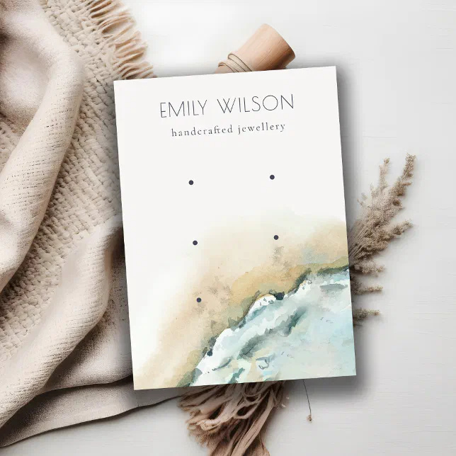 Coastal Sea Waves Sand Beach 3 Earring Display Business Card | Zazzle