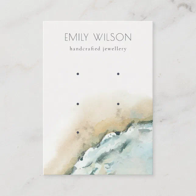 Coastal Sea Waves Sand Beach 3 Earring Display Business Card | Zazzle