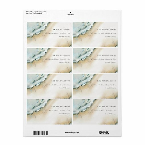 Coastal Sea Waves Sand Beach Nautical Address Label | Zazzle