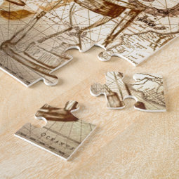 Coastal seahorse seashell Nautical Map Jigsaw Puzzle | Zazzle