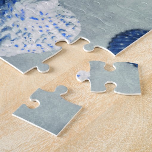 Coastal Seashells Starfish Beach Indigo Blue Jigsaw Puzzle | Zazzle
