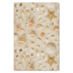 Coastal Starfish and Seashells Beach Photo Tissue Paper | Zazzle