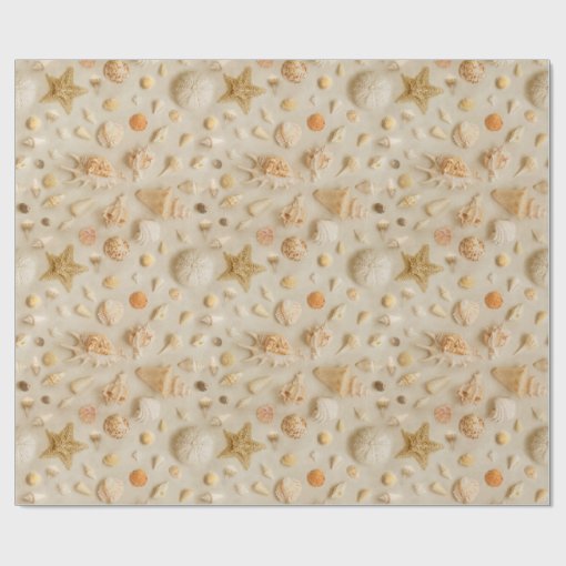 Coastal Starfish and Seashells Beach Photo Wrapping Paper | Zazzle