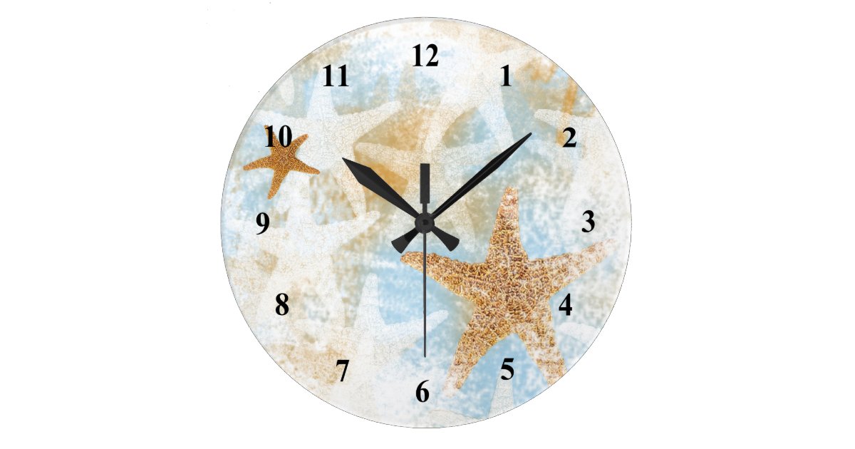 Coastal Starfish Beach Theme Wall Clock | Zazzle