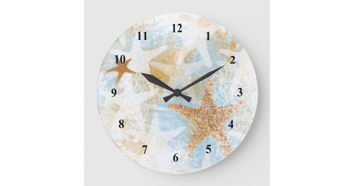 Coastal Starfish Beach Theme Wall Clock | Zazzle
