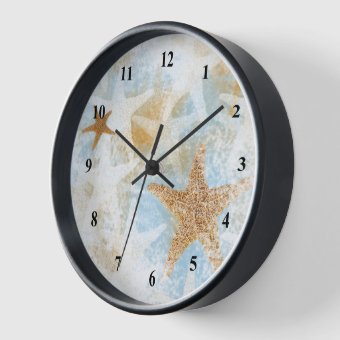 Coastal Starfish Beach Theme Wall Clock | Zazzle