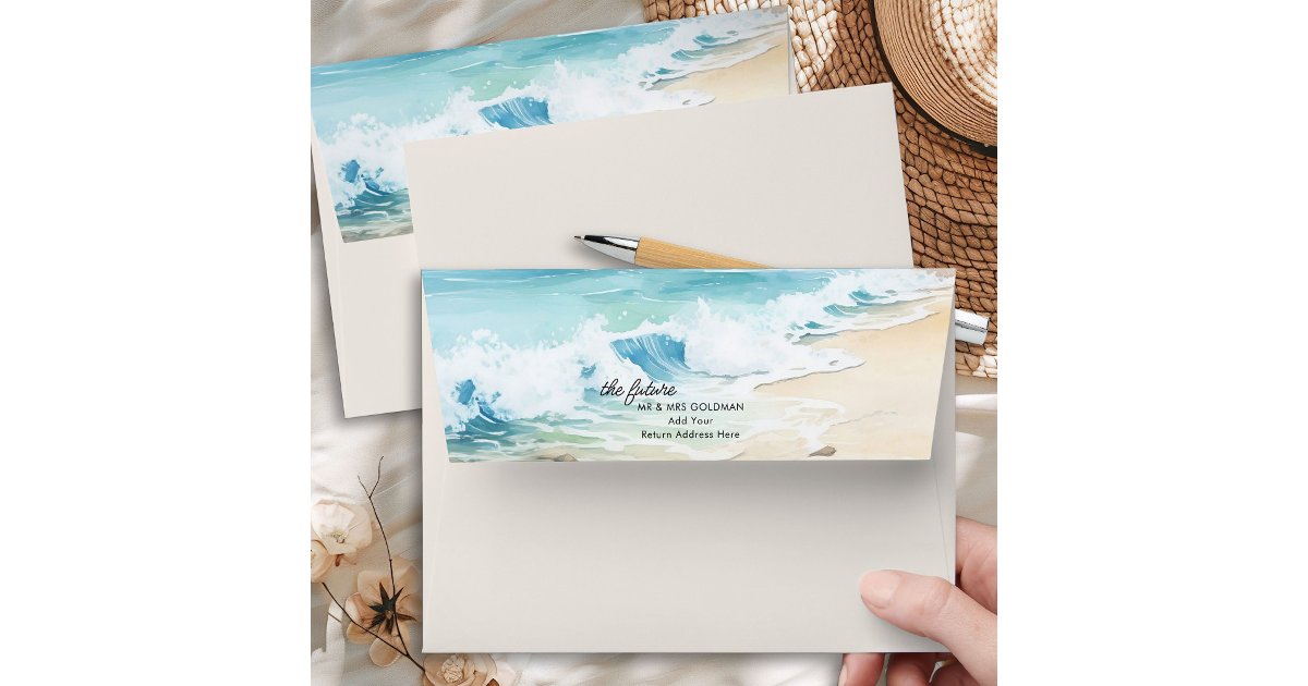Coastal Summer Beach Wedding Invitation Cream Envelope | Zazzle
