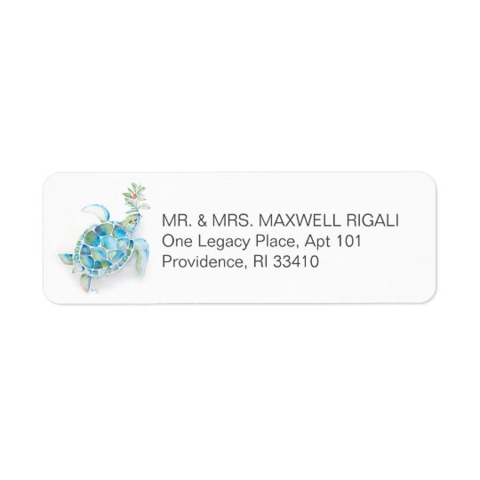 Coastal Watercolor Sea Turtle Address Labels | Zazzle.com
