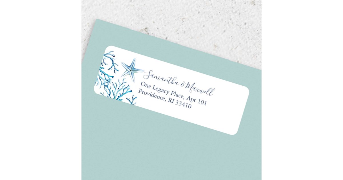 Coastal Watercolor Under the Sea Address Labels | Zazzle
