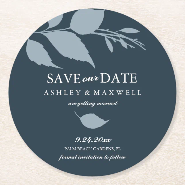 Coaster Wedding Save The Date Blue | Zazzle
